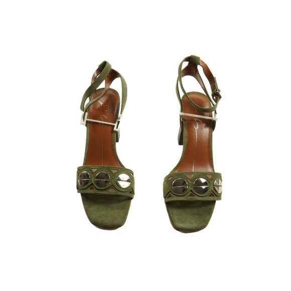 Lola Cruz | Shoes | New Lola Cruz Size 4 Green Suede Leather High Block Heel Ankle Strap Sandals ...